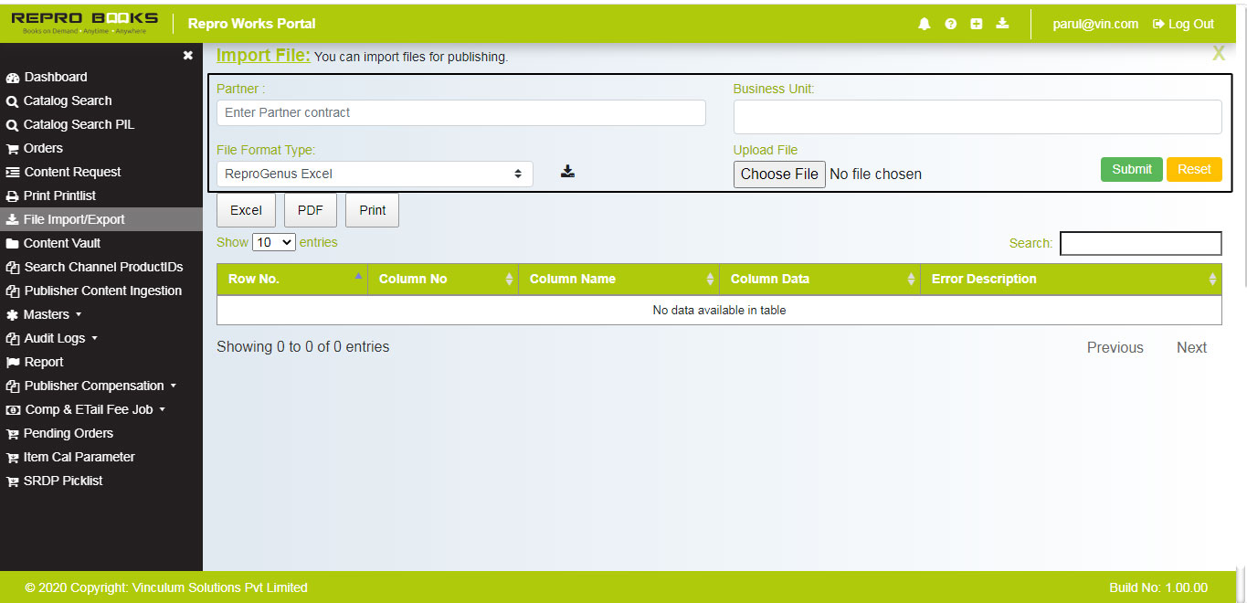 Import Partner Catalog - ReproWorks