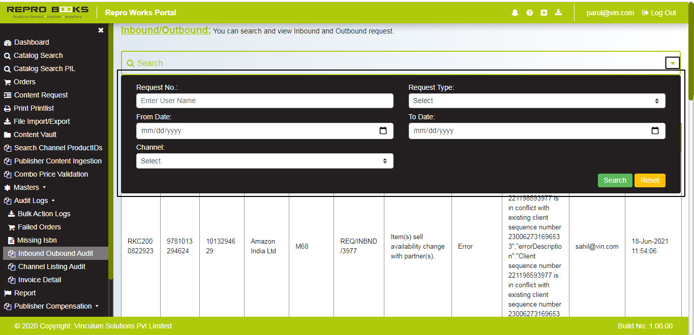 Inbound/Outbound Audit - ReproWorks