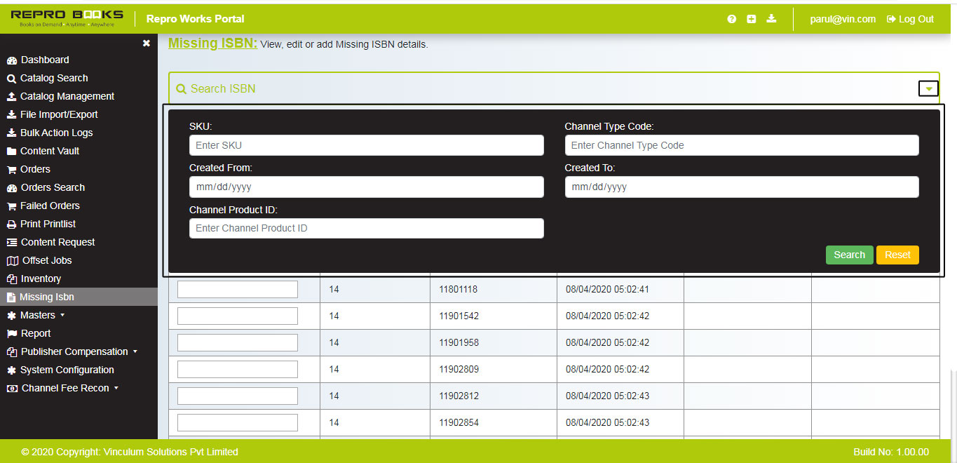 Missing ISBN - ReproWorks