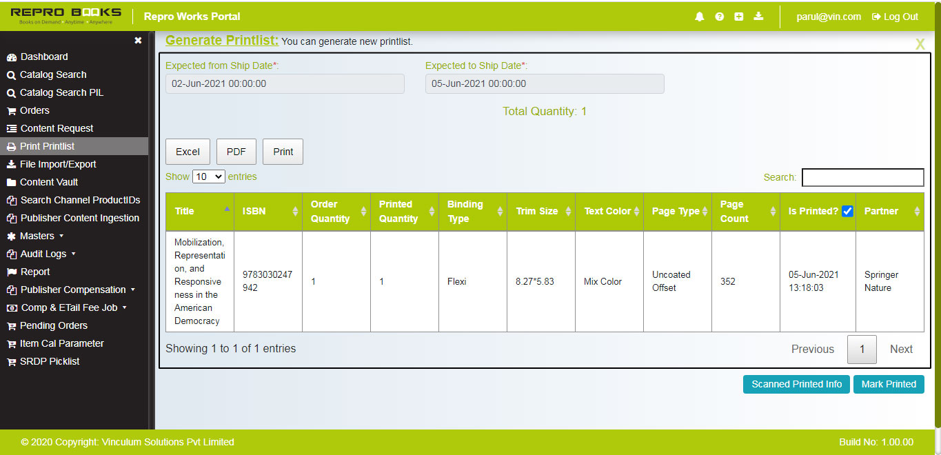 Confirm Content Printing (Update Inventory) - ReproWorks