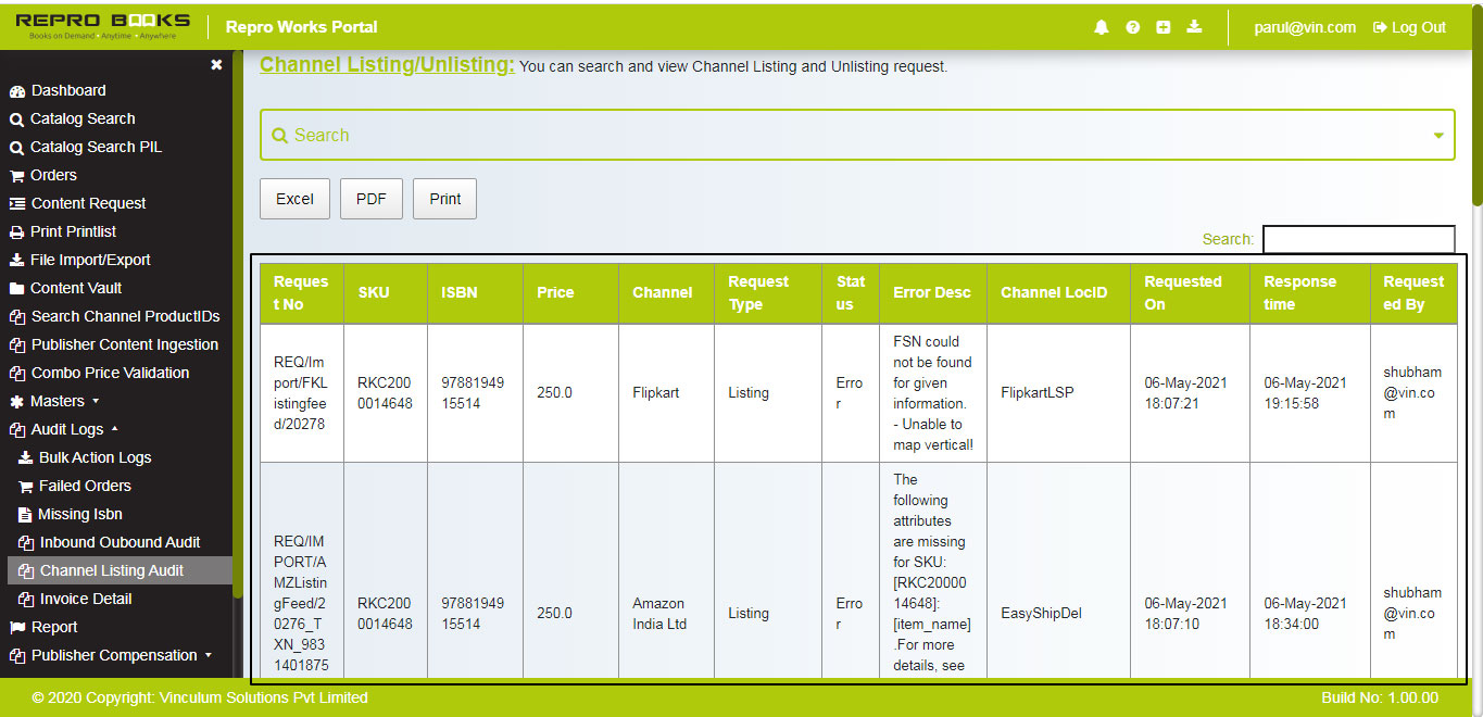 Channel Listing Audit - ReproWorks