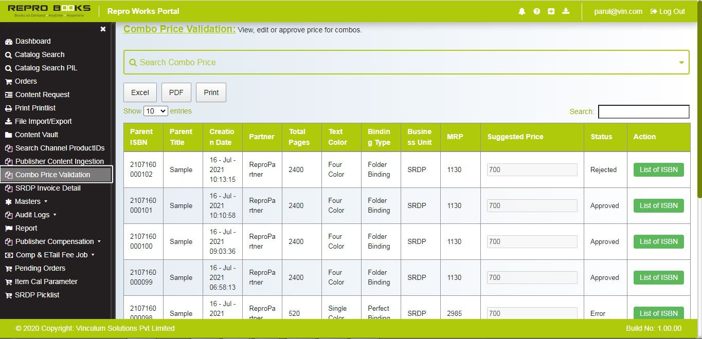 Combo Price Validation - ReproWorks