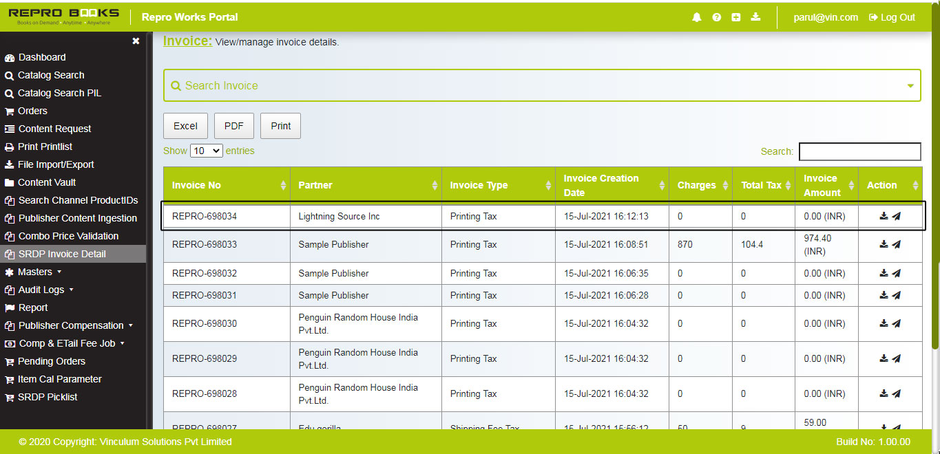 SRDP Invoice Details - ReproWorks