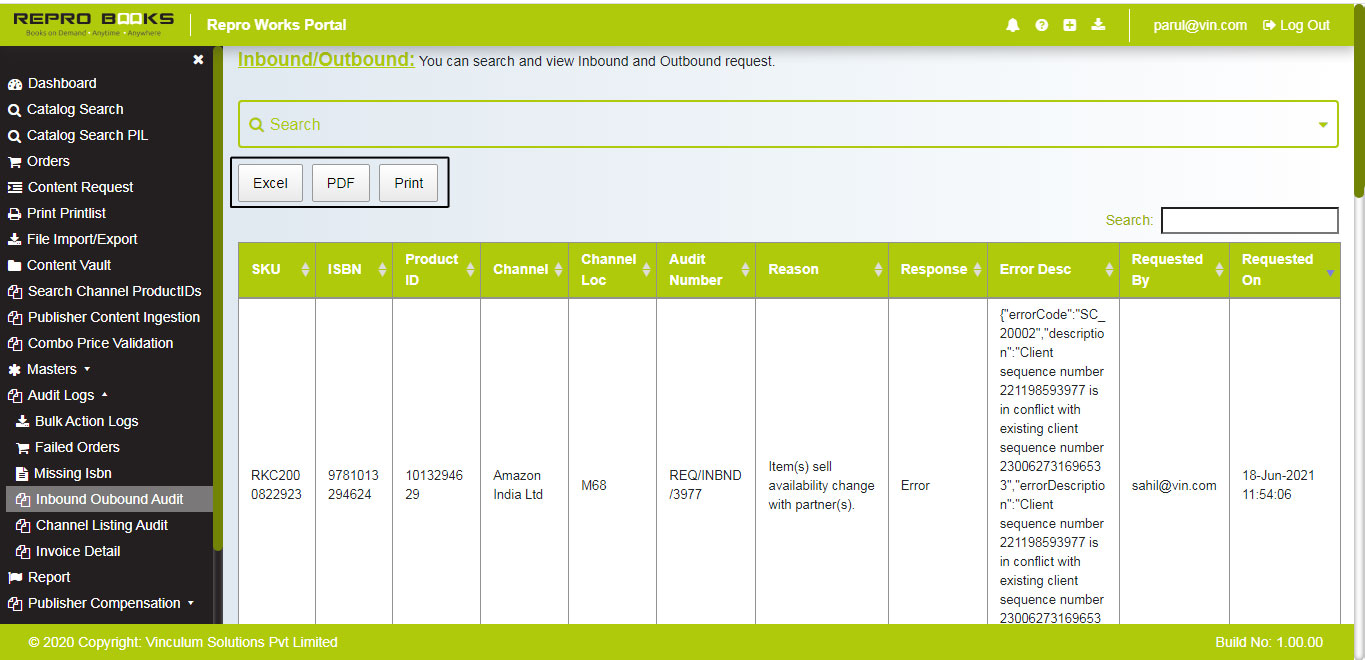 Inbound/Outbound Audit - ReproWorks