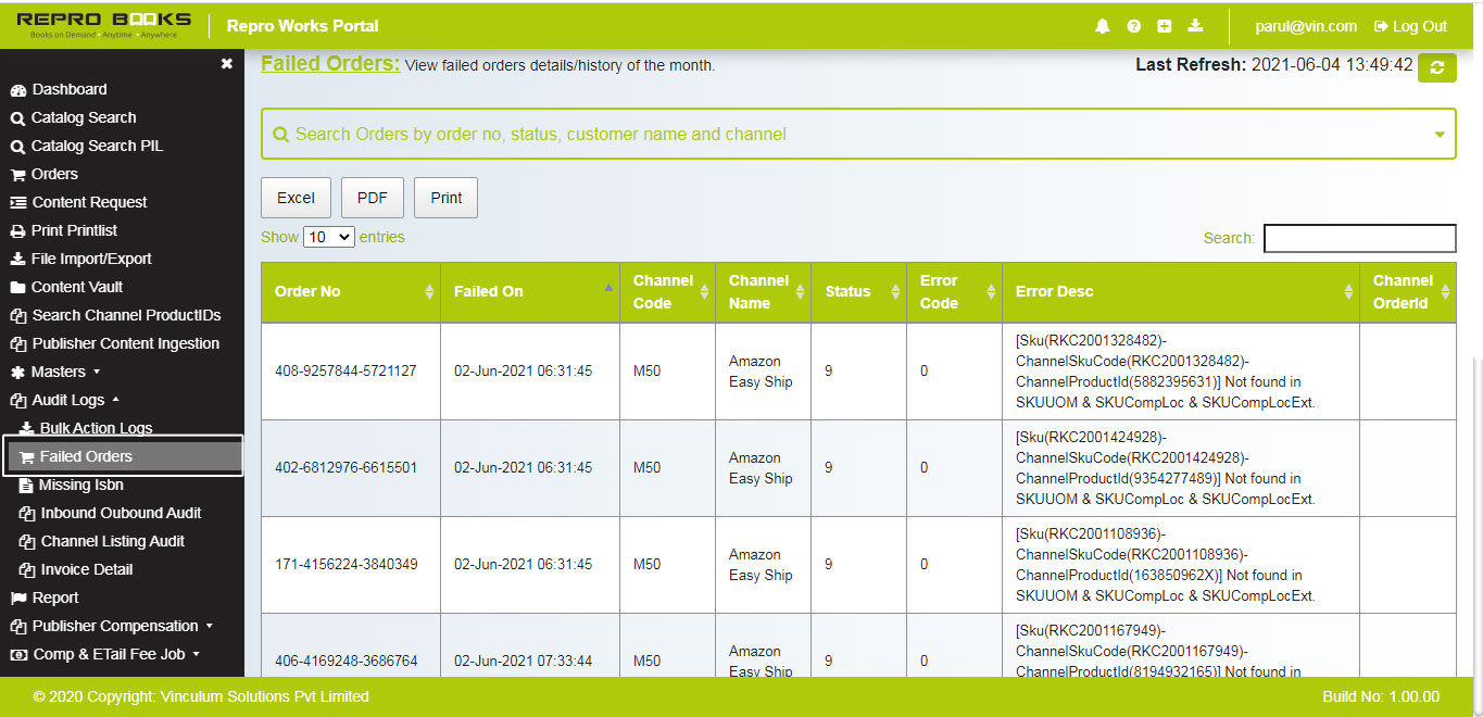 Failed Orders - ReproWorks