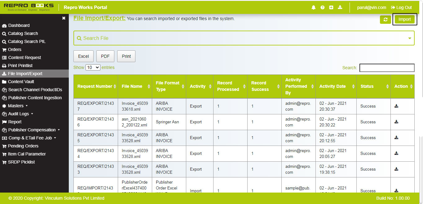 Import Content for Catalog - ReproWorks