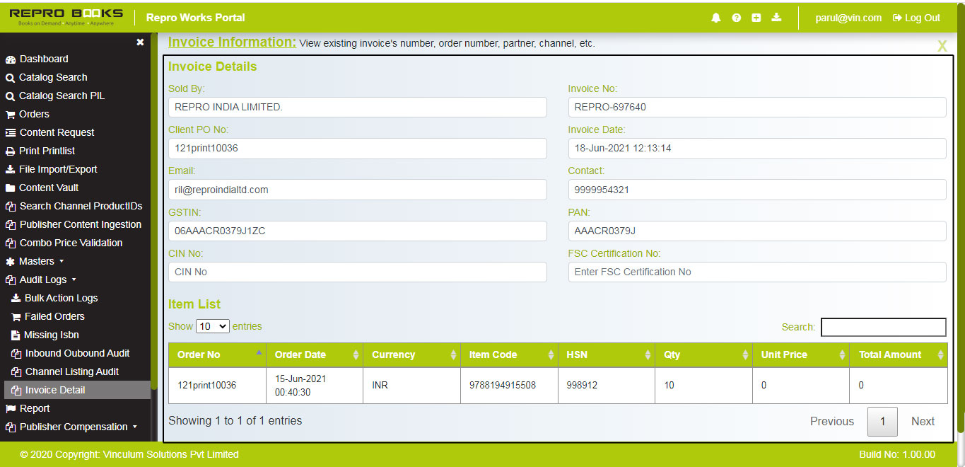 Invoice Details - ReproWorks
