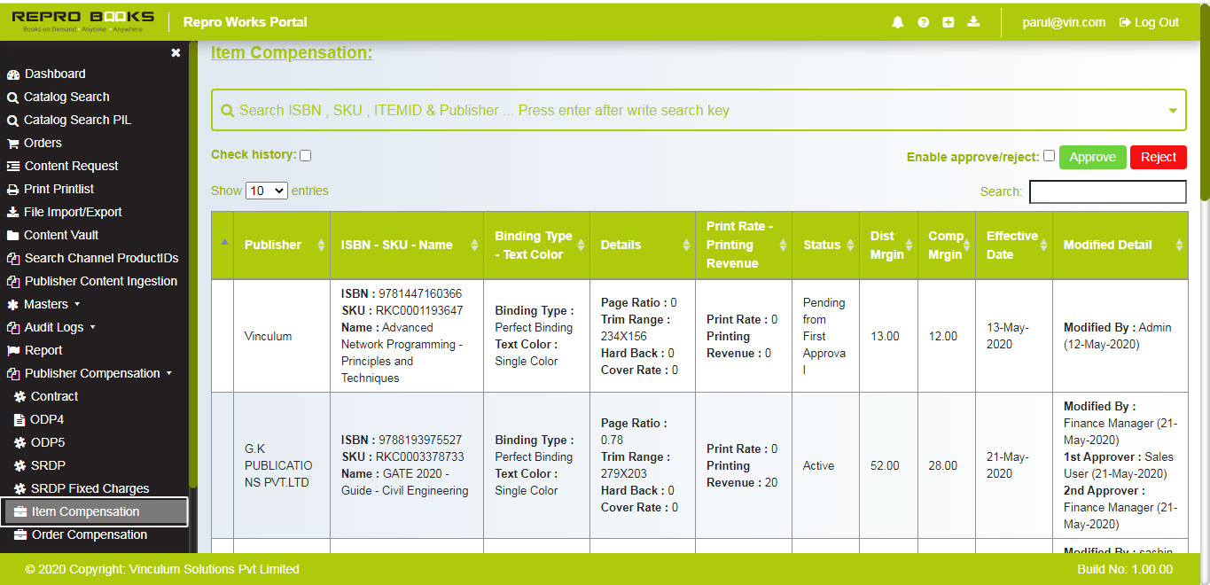 Item Compensation - ReproWorks