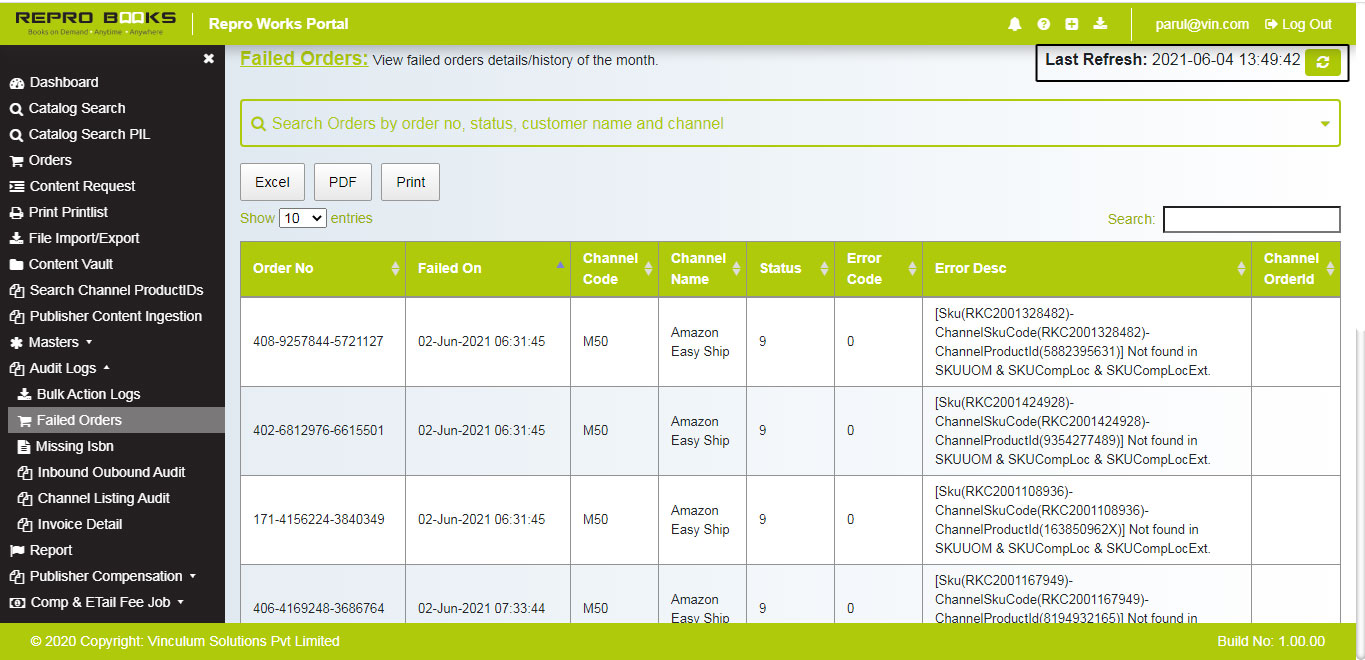Failed Orders - ReproWorks