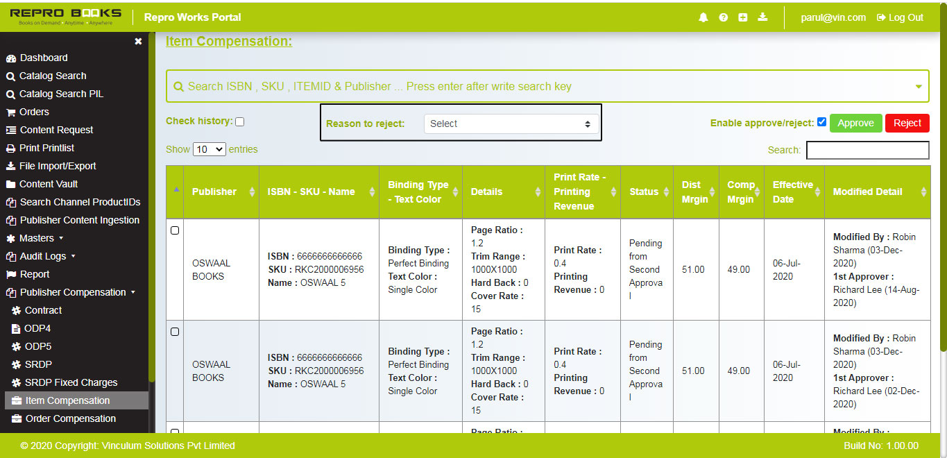 Item Compensation - ReproWorks