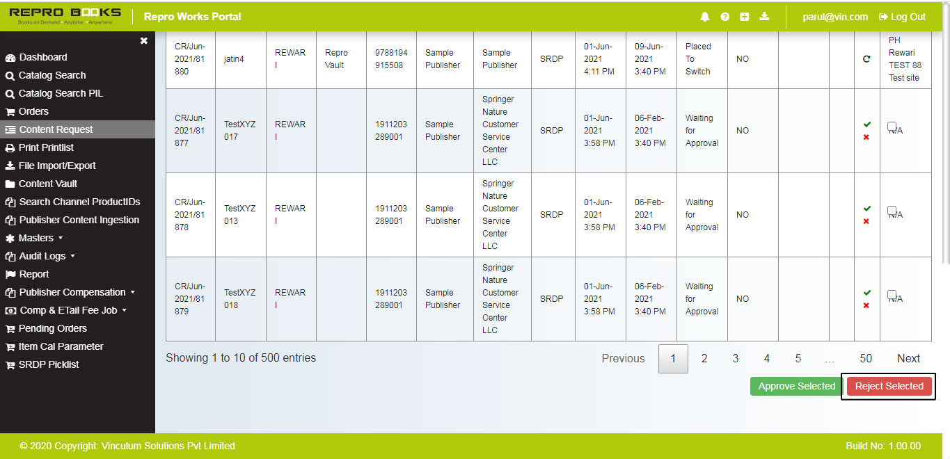 Send Content Request or Open Quantity - ReproWorks