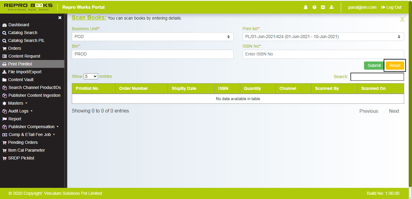 Confirm Content Printing (Update Inventory) - ReproWorks