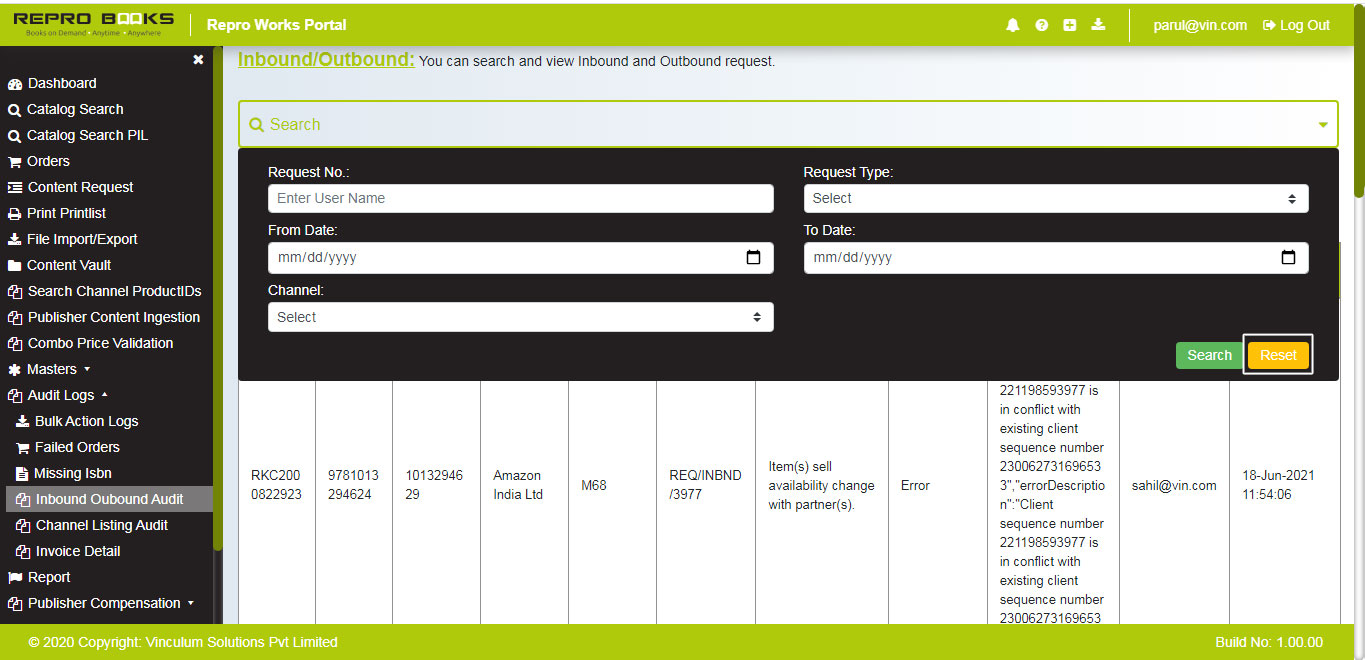 Inbound/Outbound Audit - ReproWorks