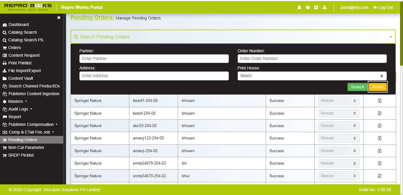 Pending Orders - ReproWorks
