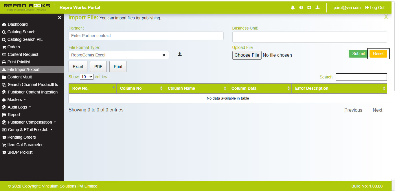 Import Content for Catalog - ReproWorks