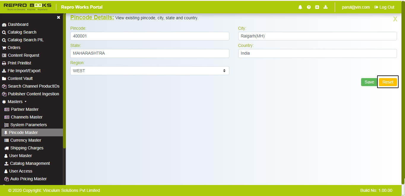 Pincode Master - ReproWorks