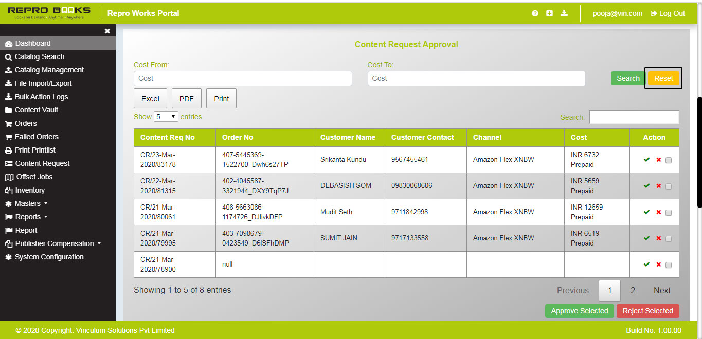 Dashboard - ReproWorks