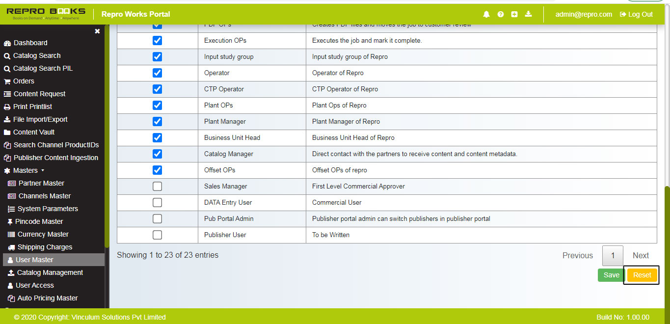 User Master - ReproWorks