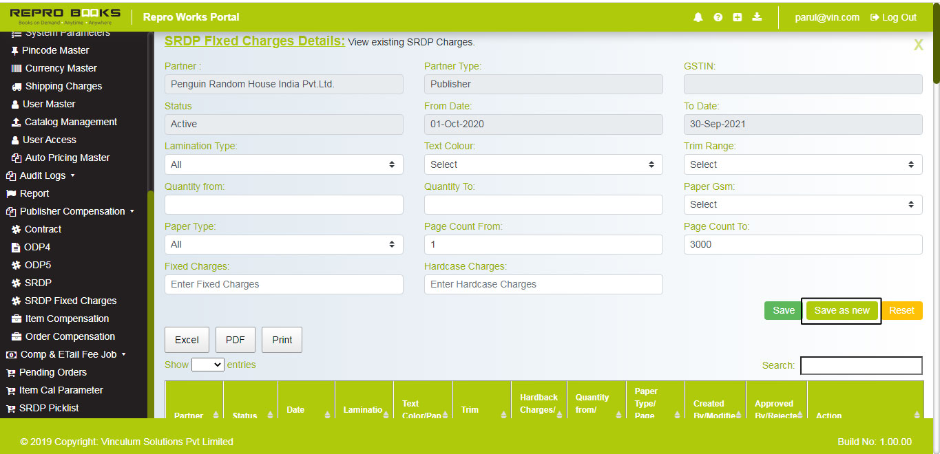 SRDP Fixed Charges - ReproWorks
