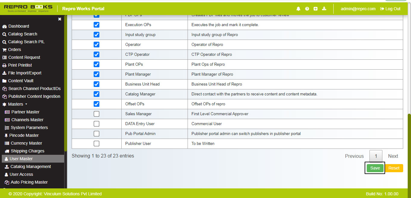 User Master - ReproWorks