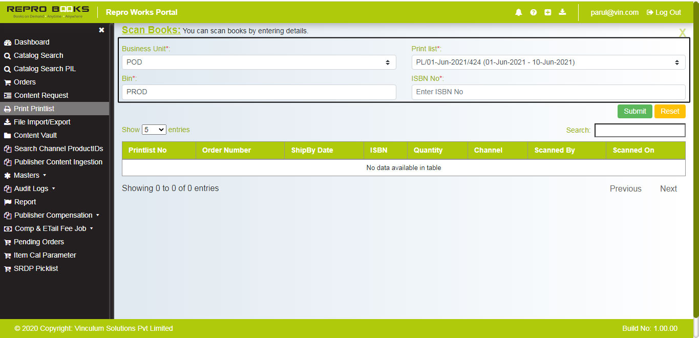 Confirm Content Printing (Update Inventory) - ReproWorks