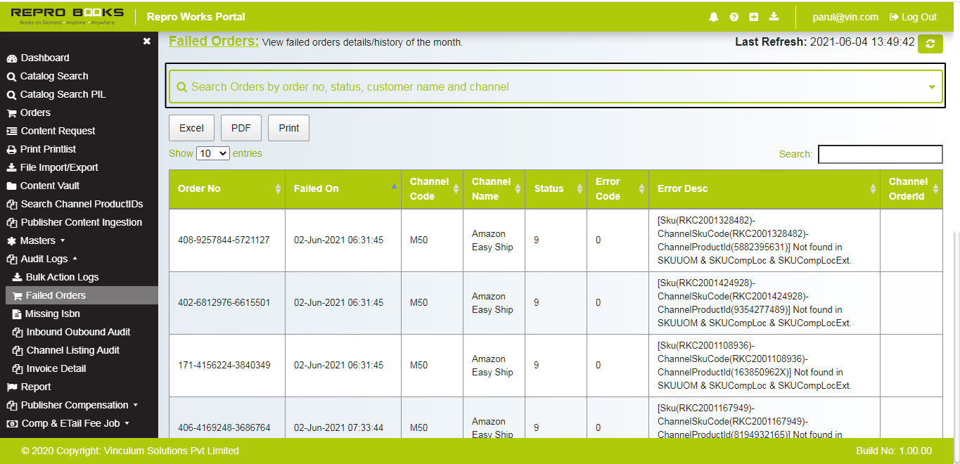 Failed Orders - ReproWorks