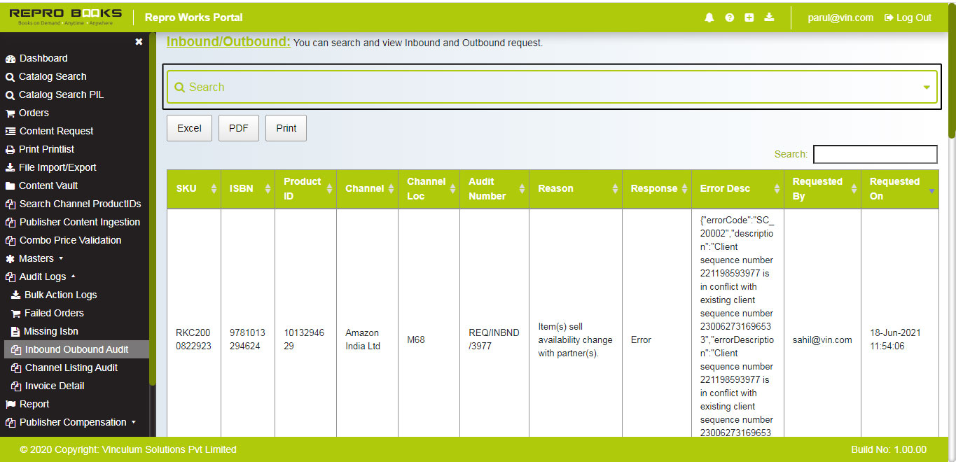 Inbound/Outbound Audit - ReproWorks