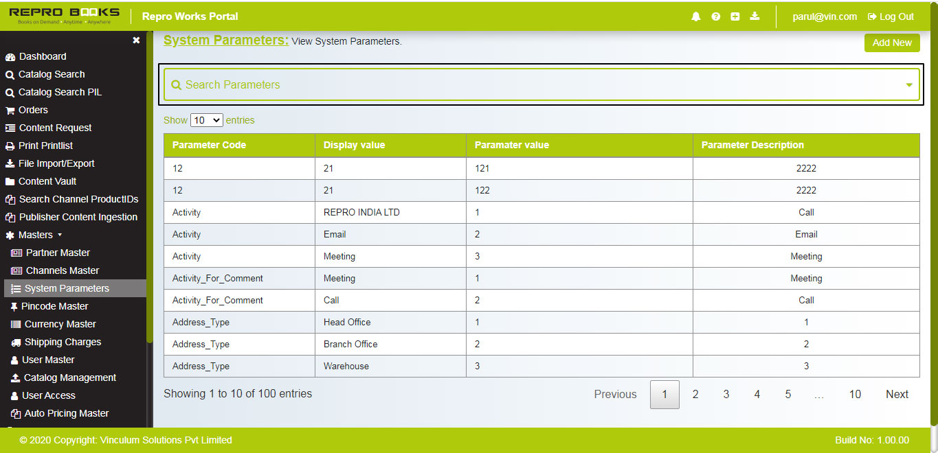 System Parameters - ReproWorks