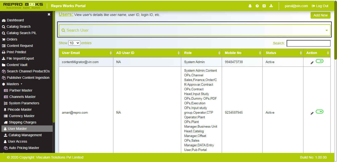User Master - ReproWorks