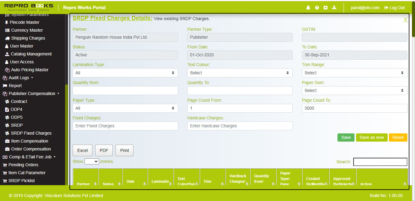 SRDP Fixed Charges - ReproWorks