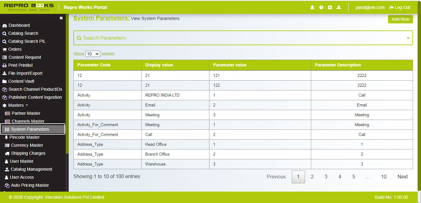 System Parameters - ReproWorks
