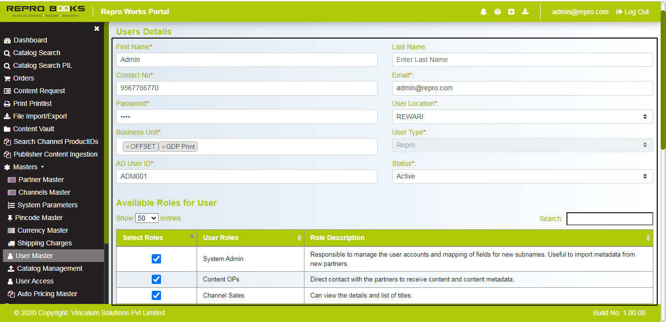 User Master - ReproWorks