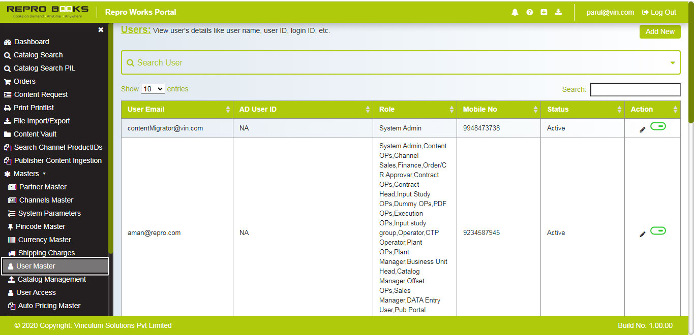 User Master - ReproWorks